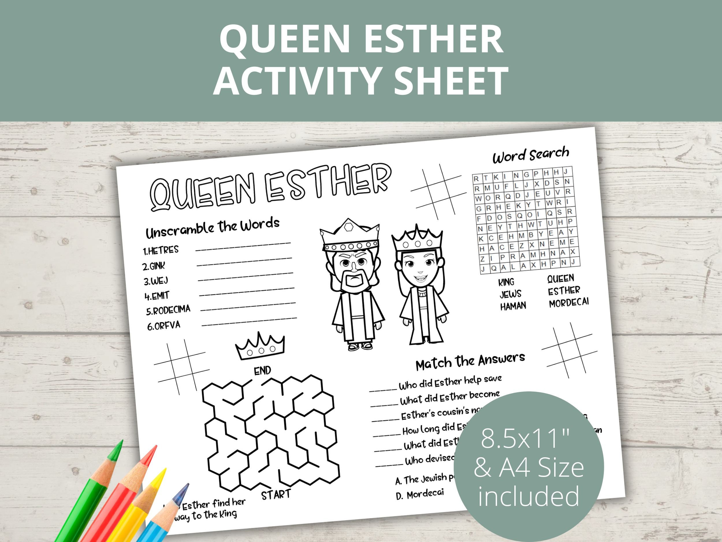 Queen Esther Craft, Esther Coloring Page, Bible Activity, Church Kids ...