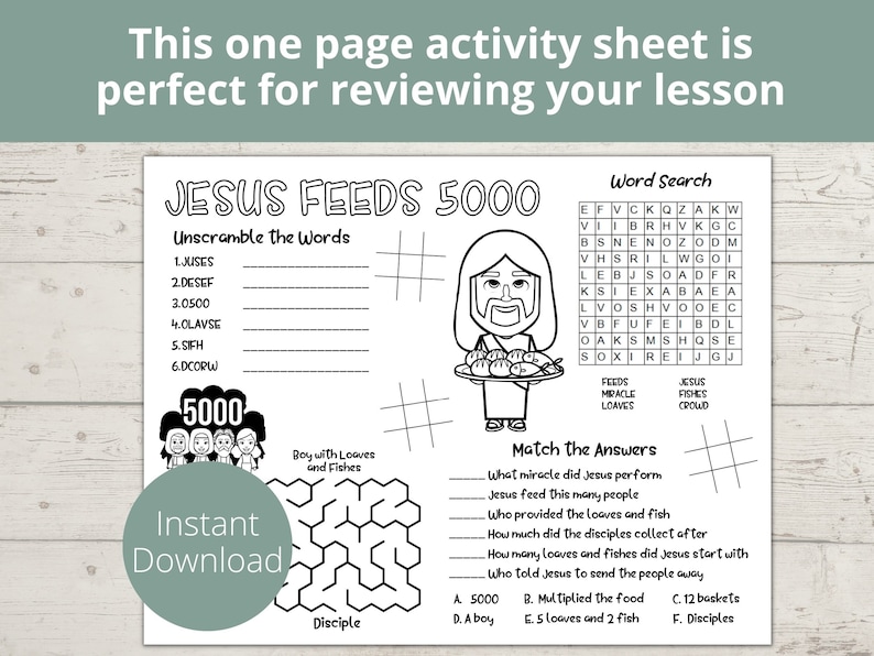 Jesus Feeds 5000 Craft, Feeding of 5000 Craft, Bible Activity, Church ...