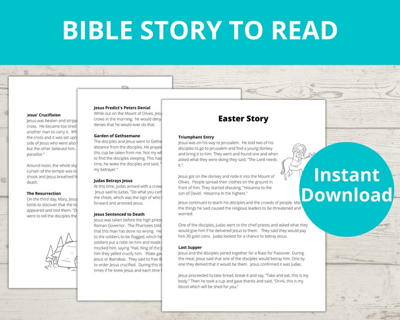 Easter Story Bible Story Activities Sunday School Craft - Etsy