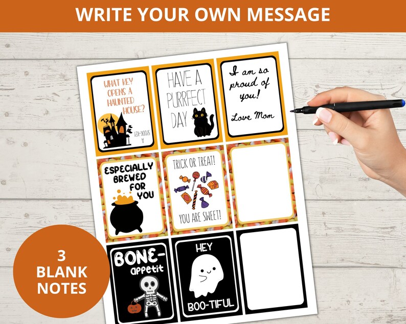 Halloween Lunchbox Notes, Lunchbox Notes for Kids, Positive ...