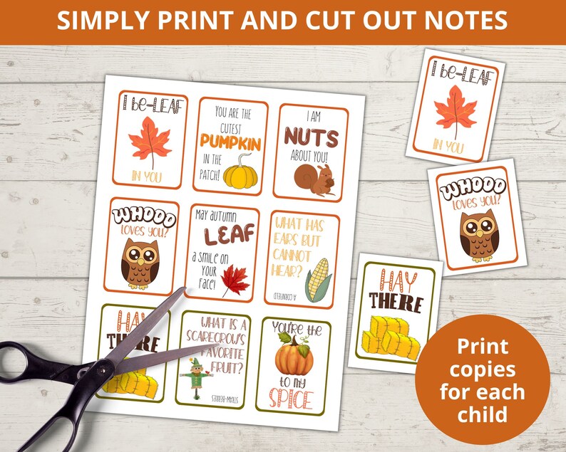 Fall Lunchbox Notes, Lunchbox Notes for Kids, Autumn Notes, Positive ...