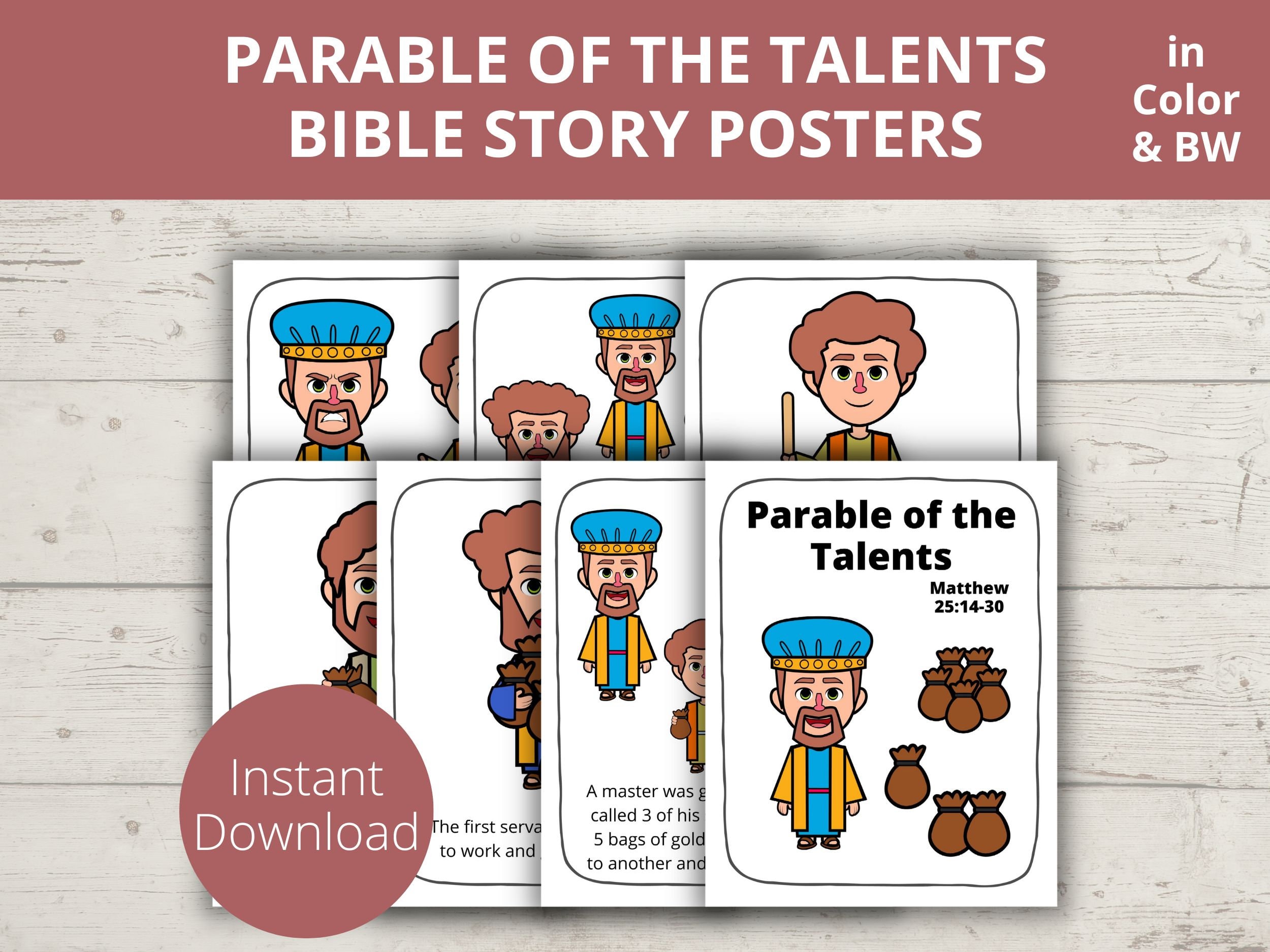 Parable of the Talents, Jesus Parables, Matthew 25, Bible Coloring Pages for Kid, Parables of ...