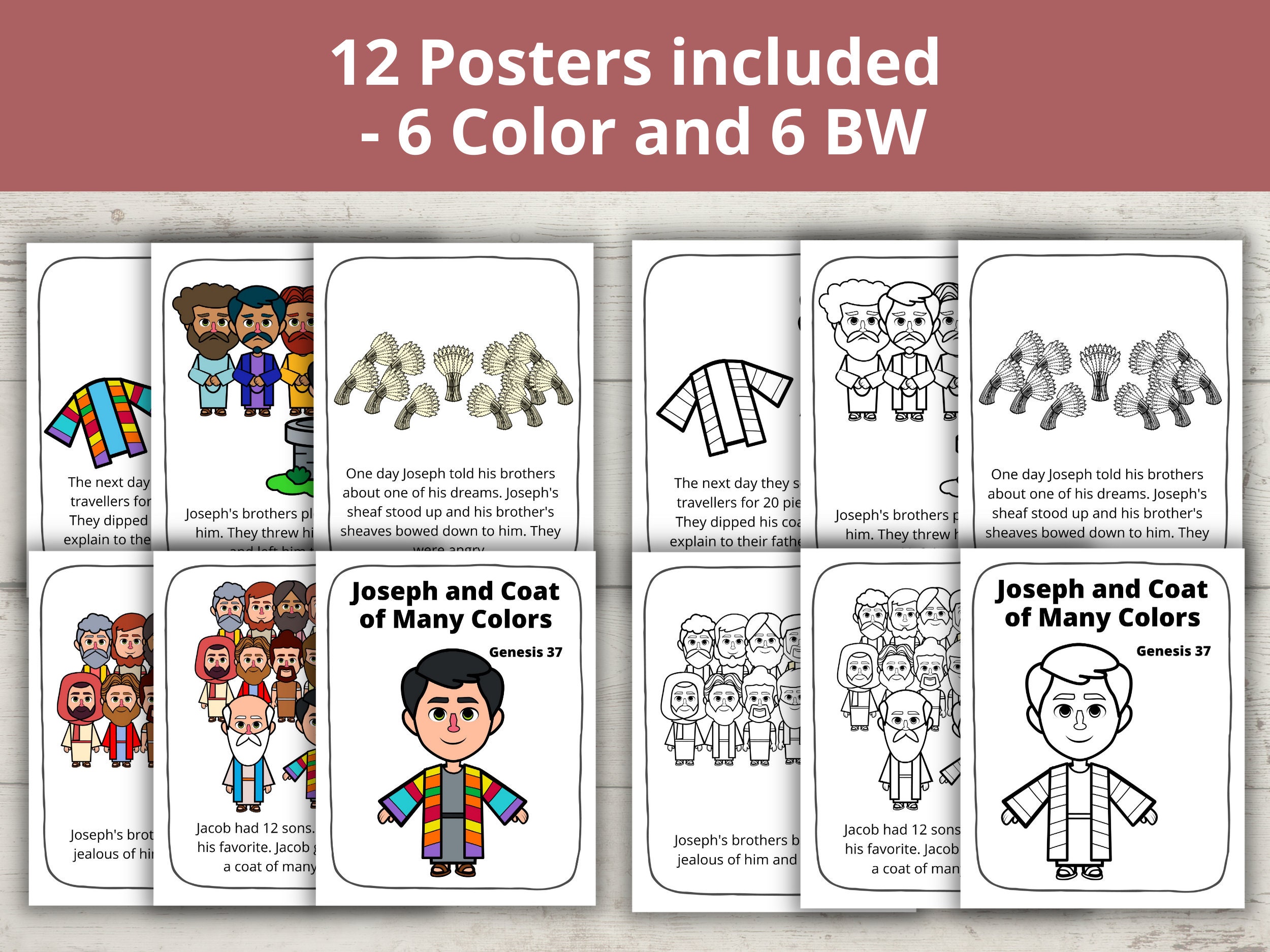 Joseph Coat of Many Colors, Bible Story Poster, Morning Basket, Church ...
