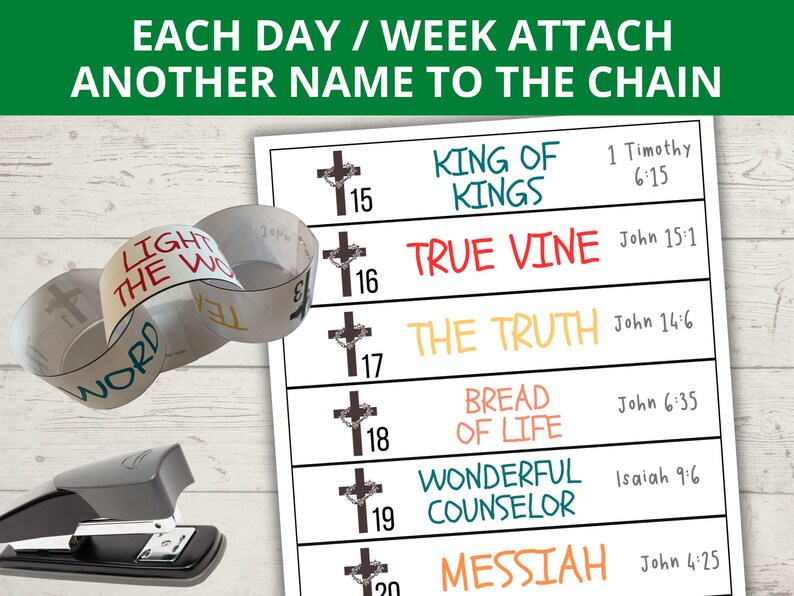 Names of Jesus Paper Chains, Easter Activity Sheet, Names of Jesus ...