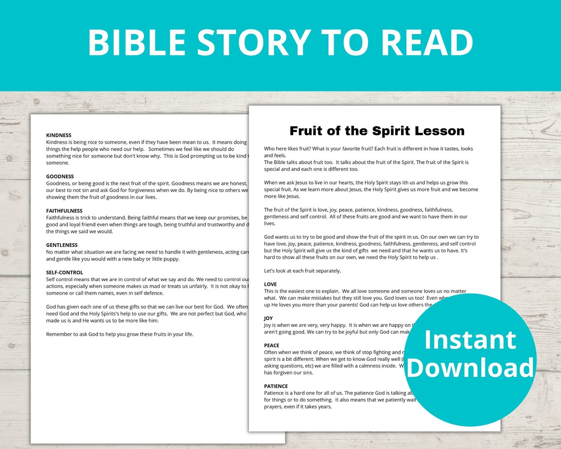 Fruit of the Spirit Activity Pack, Printable Bible Story Activities ...