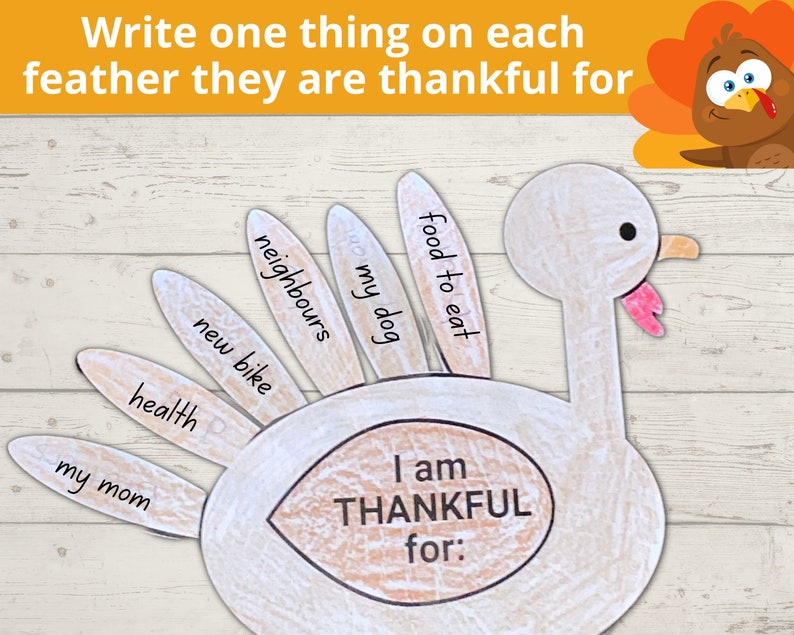 Gratitude Turkey Craft, I Am Thankful for Activity, Kindergarten Craft ...