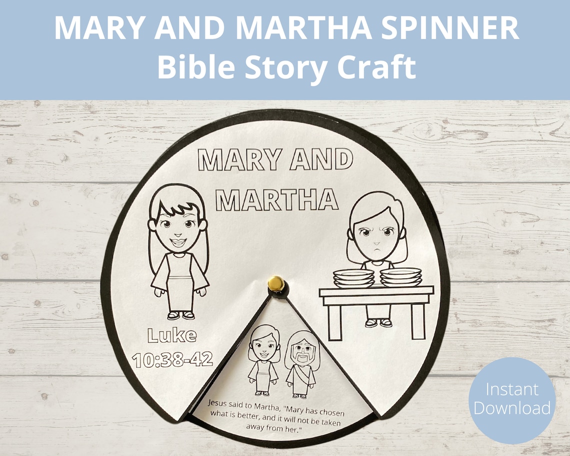 Mary and Martha, Luke 10, Kids Bible Craft, Bible Story Printable ...
