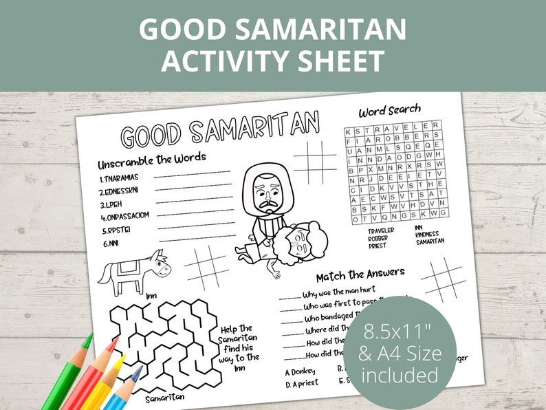Good Samaritan Activity Sheet, Bible Activity, Church Kids Activity ...