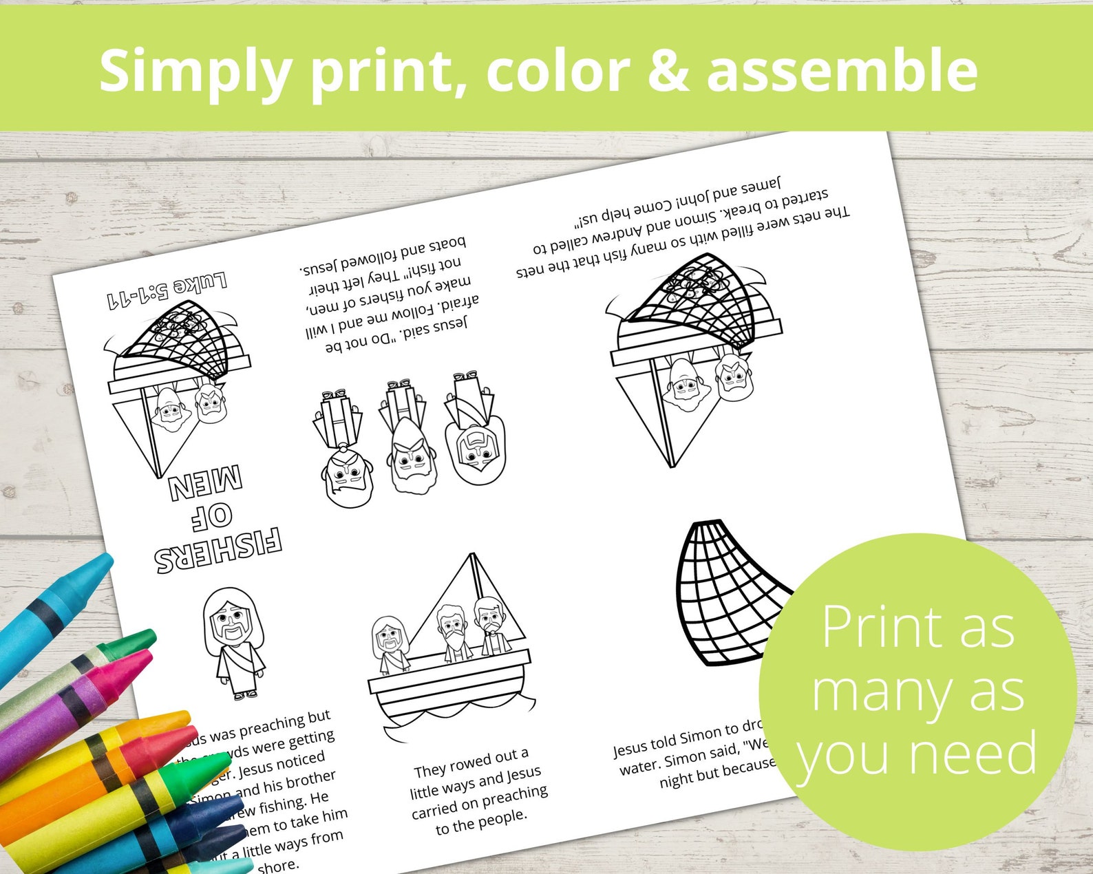 Fishers of Men Sunday School Craft, Miracle of Jesus, Jesus Calls His ...