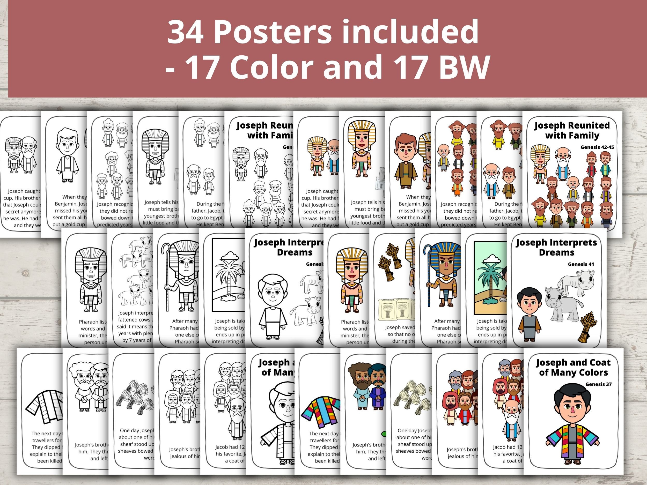 Joseph Coat of Many Colors, Bible Story Poster, Morning Basket, Church ...