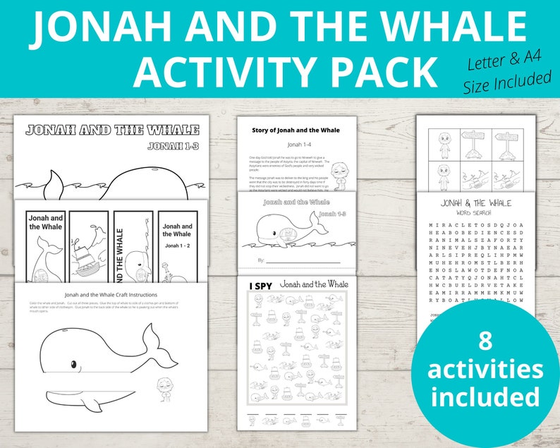 Jonah and the Whale Bible Story Activities Sunday School - Etsy