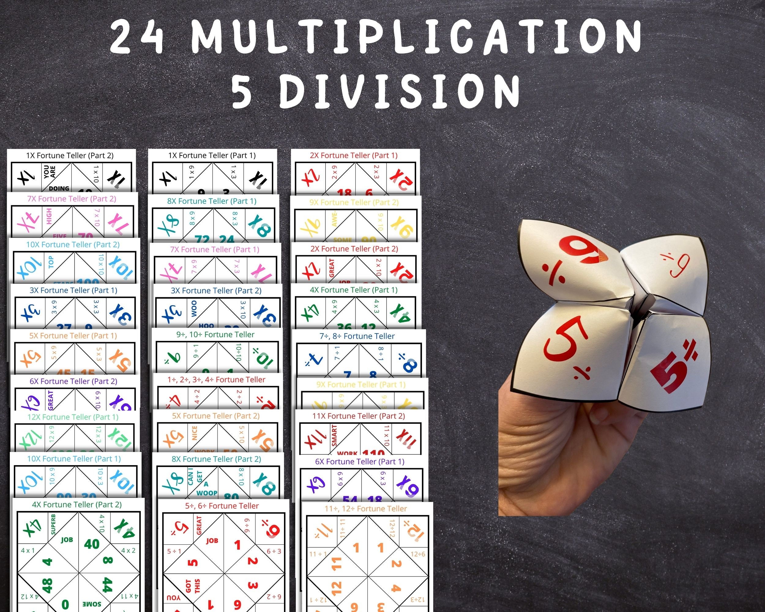 Math Flash Cards Math Fortune Teller Times Table - Etsy