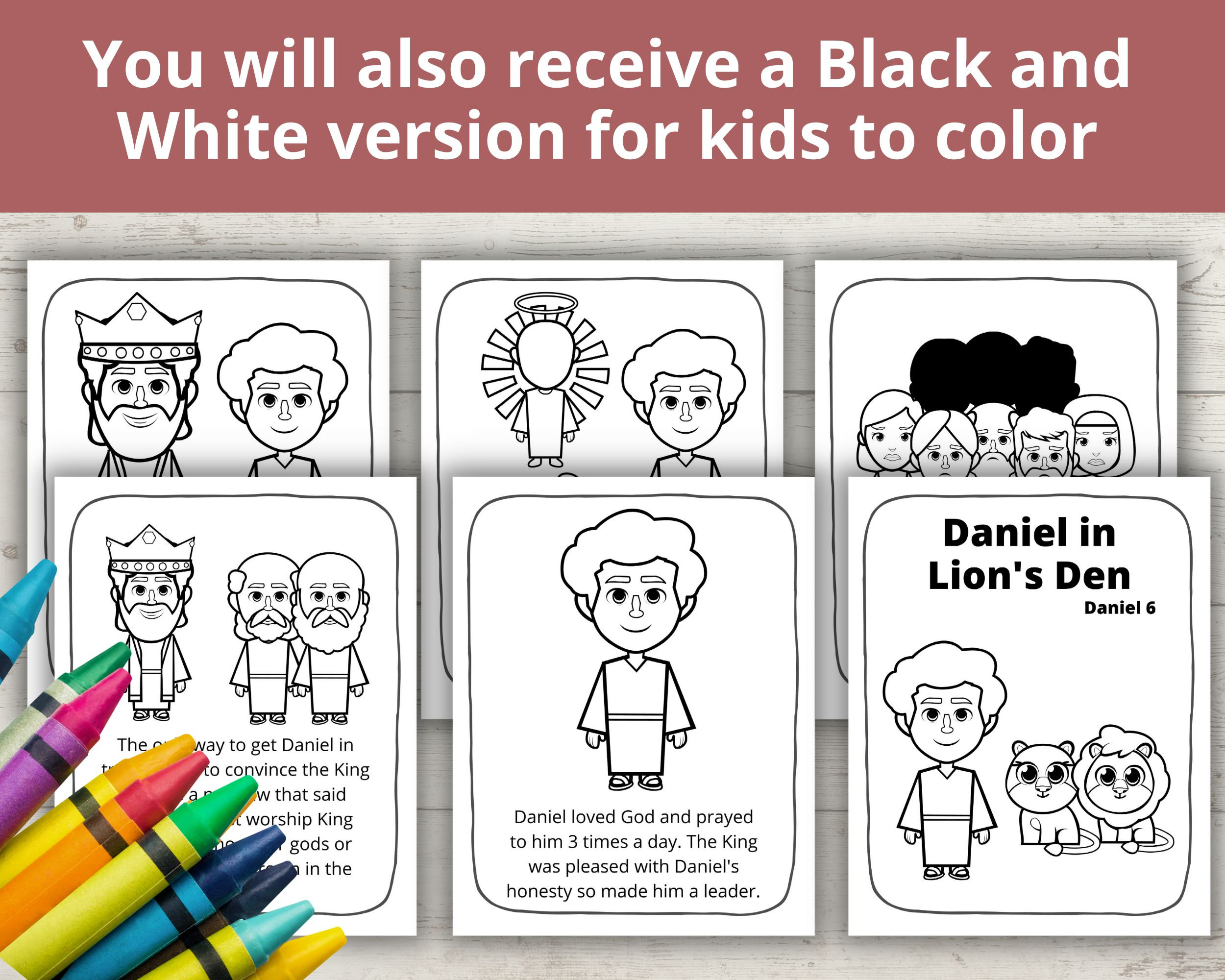 Daniel in the Lions Den, Bible Story Posters, Bible Coloring Pages for ...