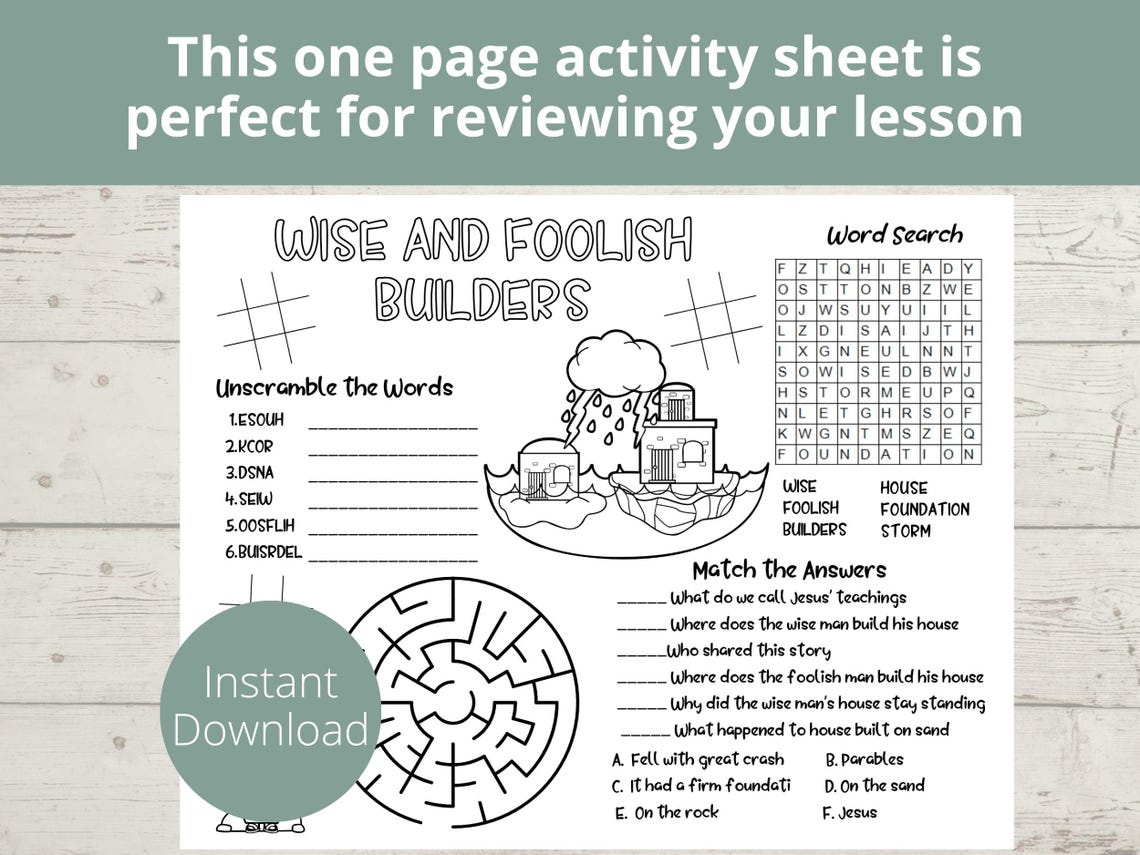 Wise and Foolish Builders Craft, Sunday School Activities, Build Your ...