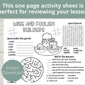 Wise and Foolish Builders Craft, Sunday School Activities, Build Your ...