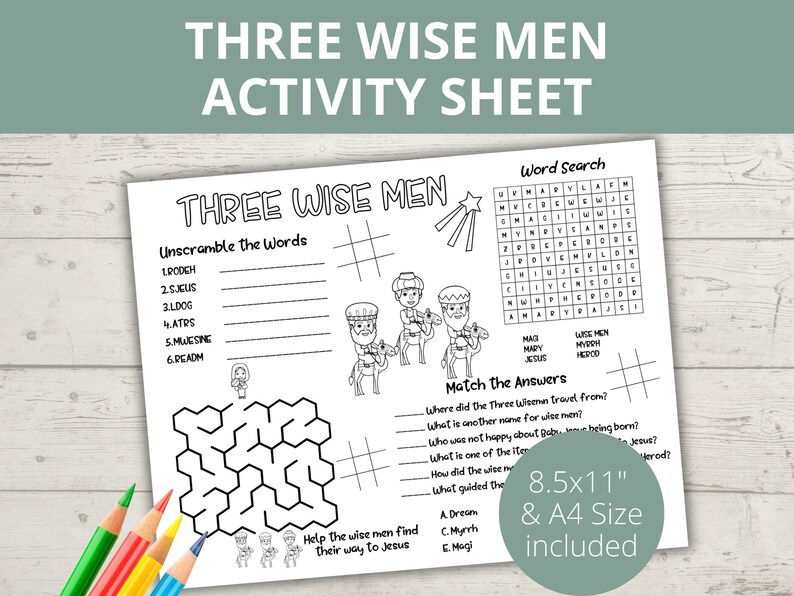Three Wise Men, Bible Activity Placemat, Christmas Nativity Craft ...
