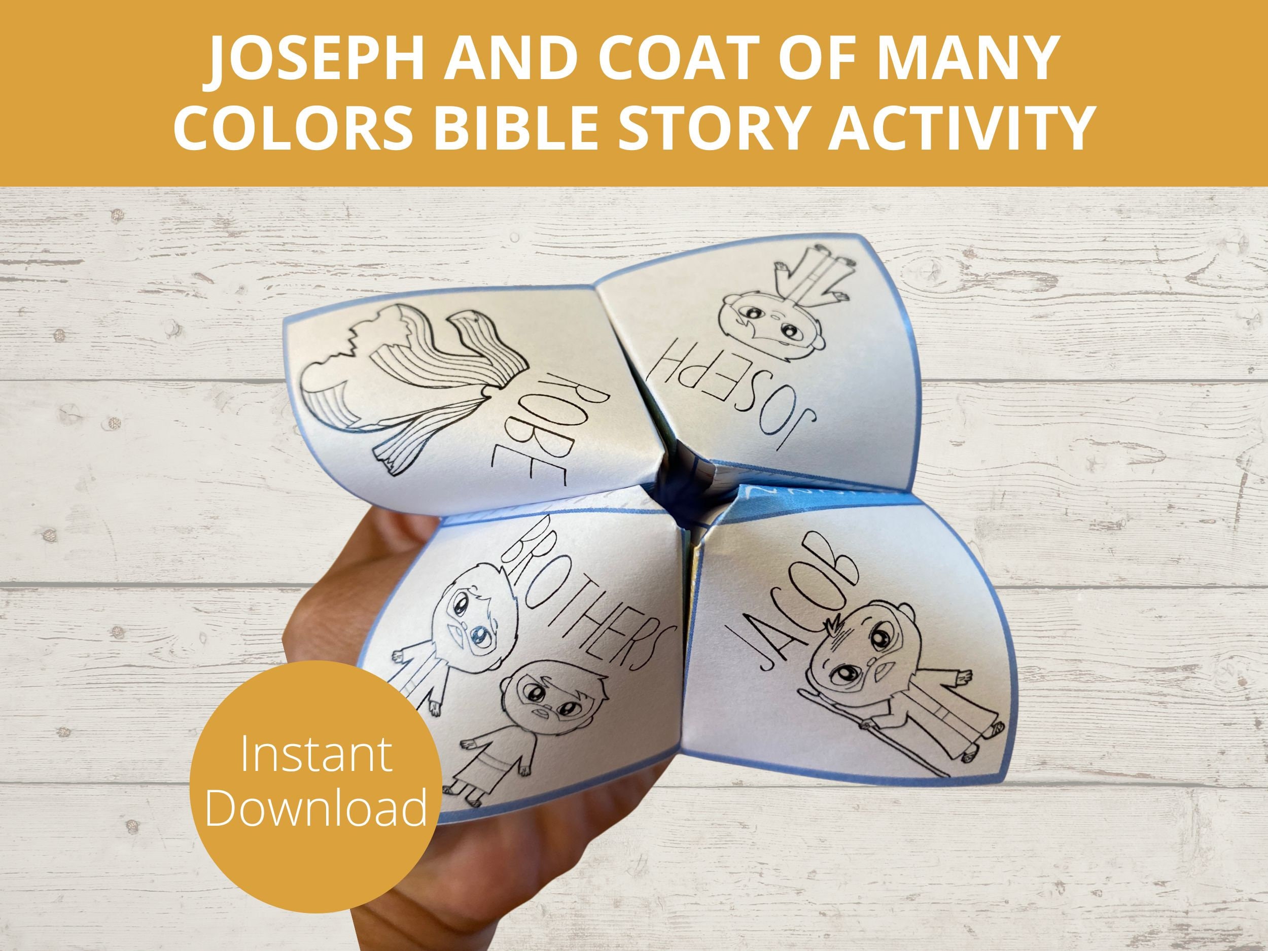 Joseph and Coat of Many Colors, Cootie Catcher, Story of Joseph, Sunday ...