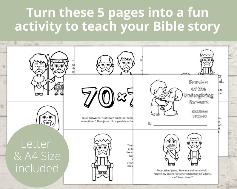 Parable of Unforgiving Servant, Mini Booklet, Preschool Bible ...