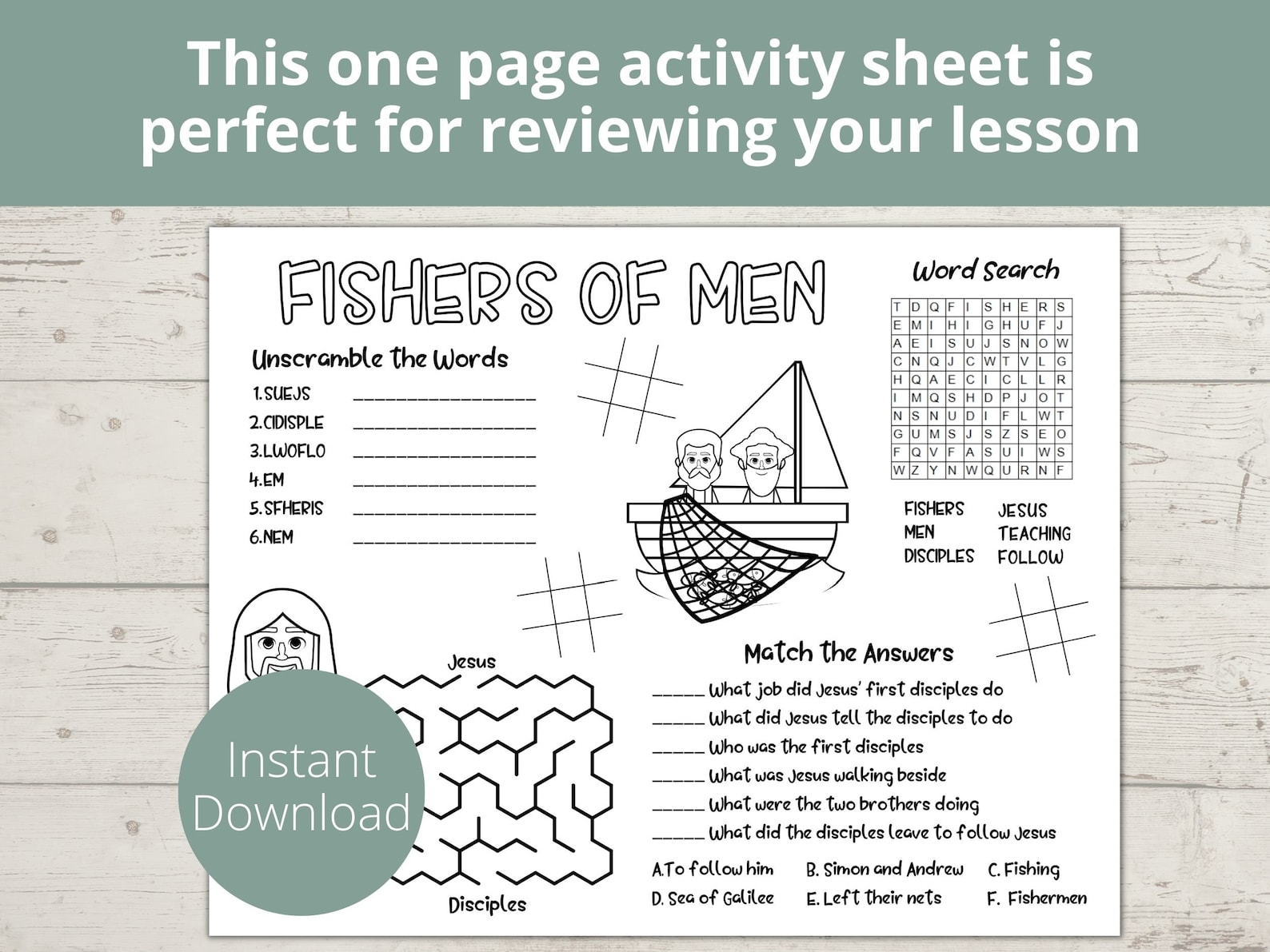 Fishers of Men Craft, Bible Activity, I Will Make You Fishers of Men ...