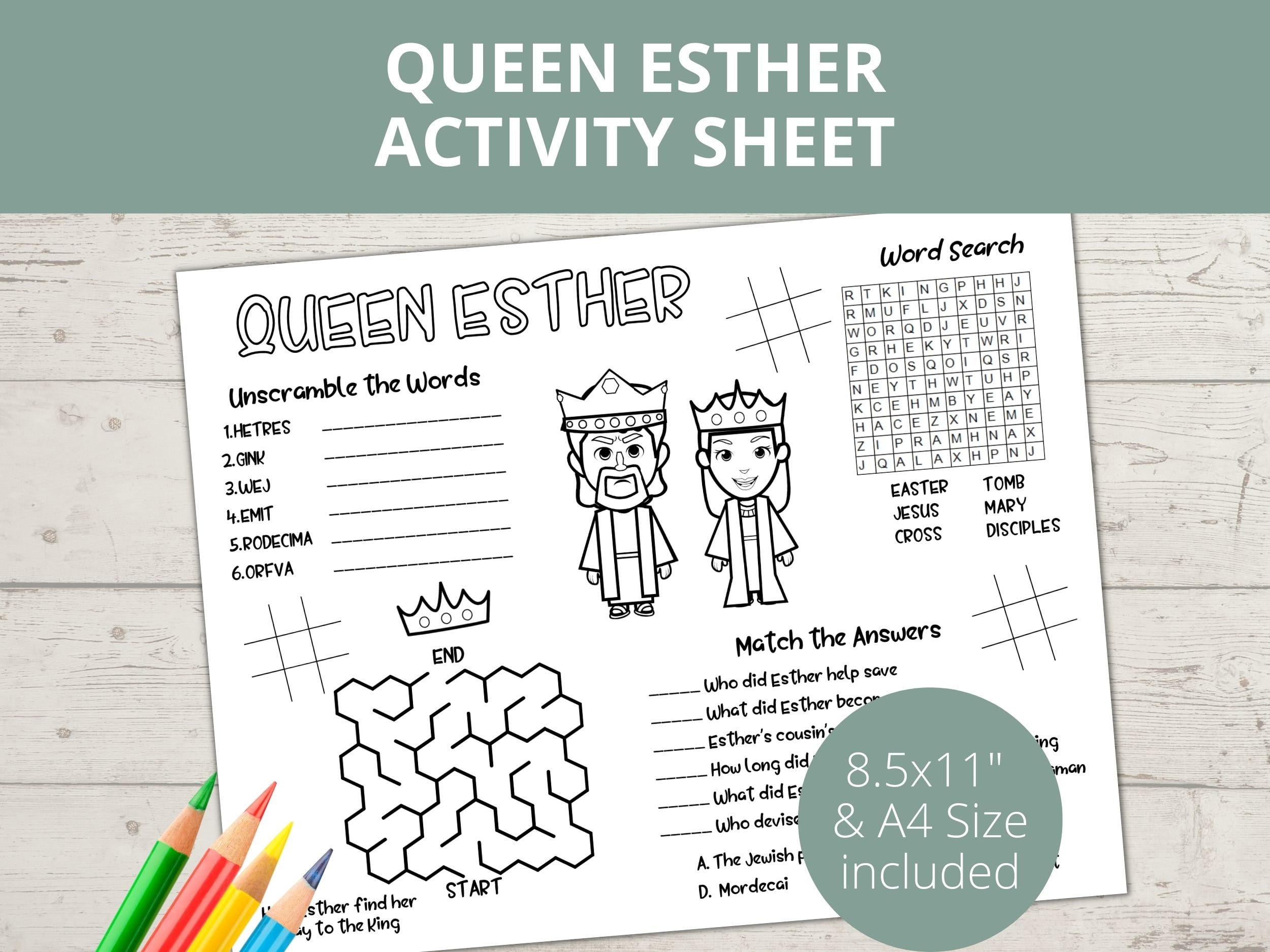 Queen Esther Craft, Esther Coloring Page, Bible Activity, Church Kids ...