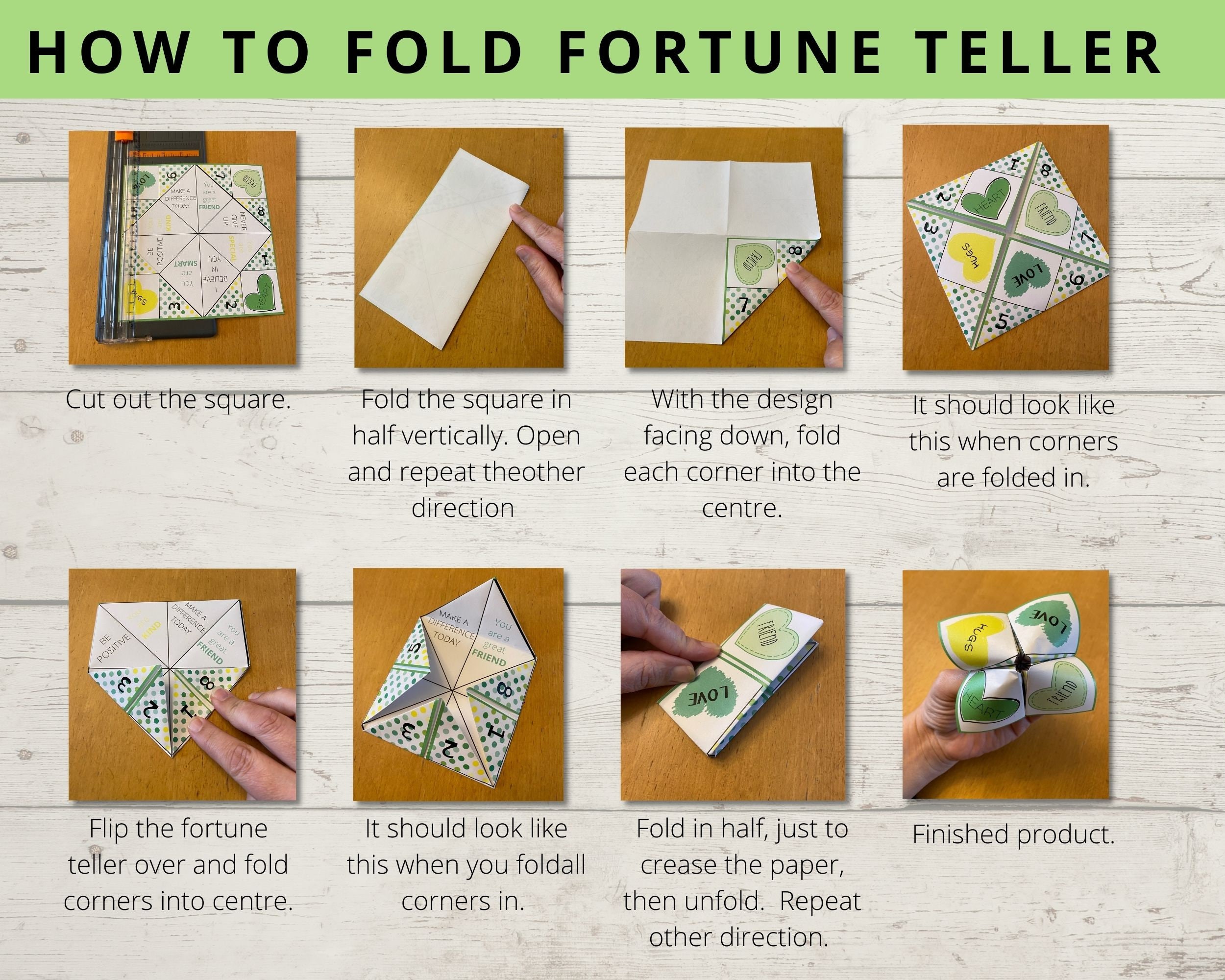 Positive Affirmation Fortune Teller Affirmation Cards Cootie - Etsy UK