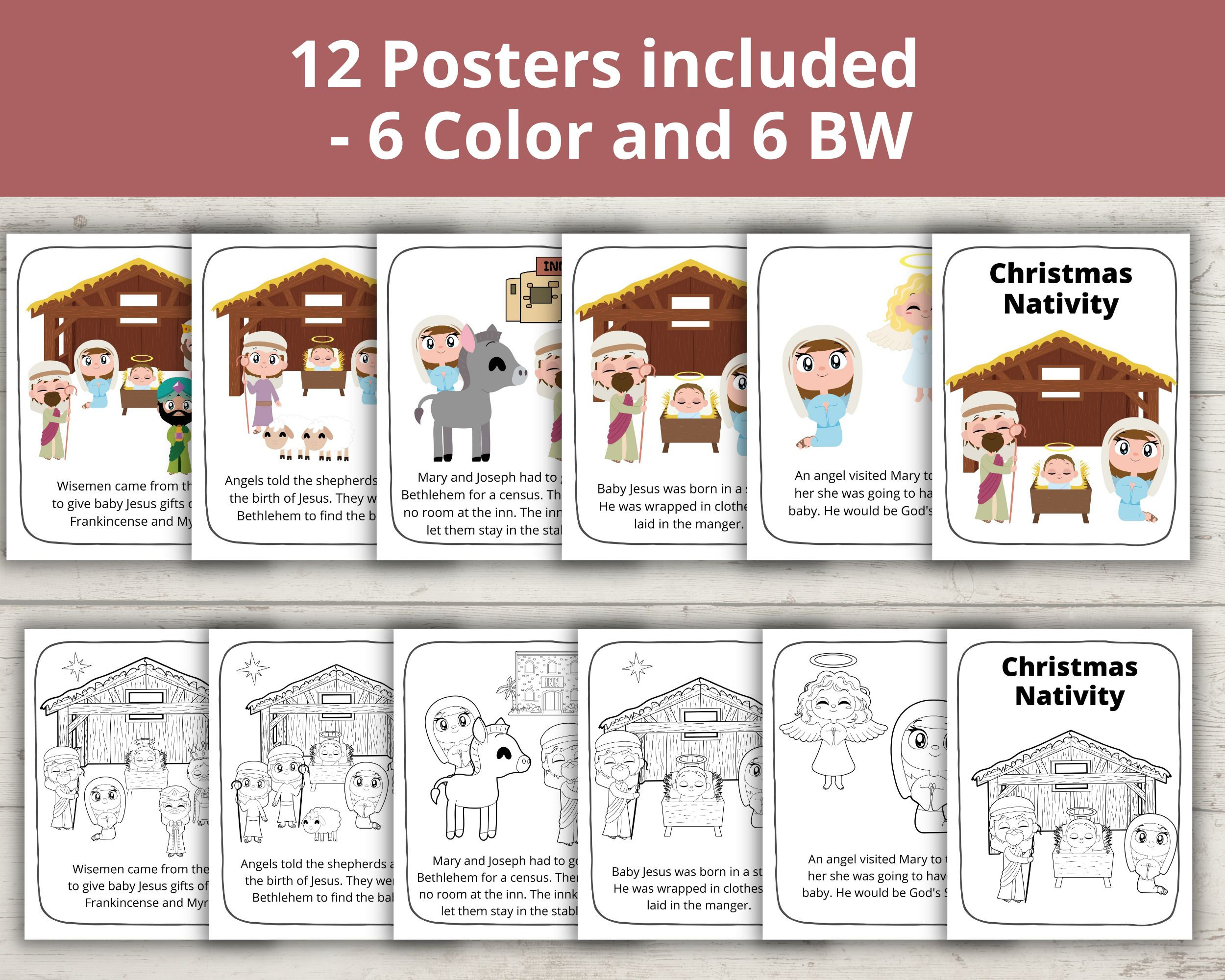 Christmas Story Printable, Birth of Jesus Posters, Christmas Nativity ...