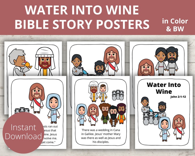 Jesus Turns Water Into Wine Miracles of Jesus Bible Story - Etsy