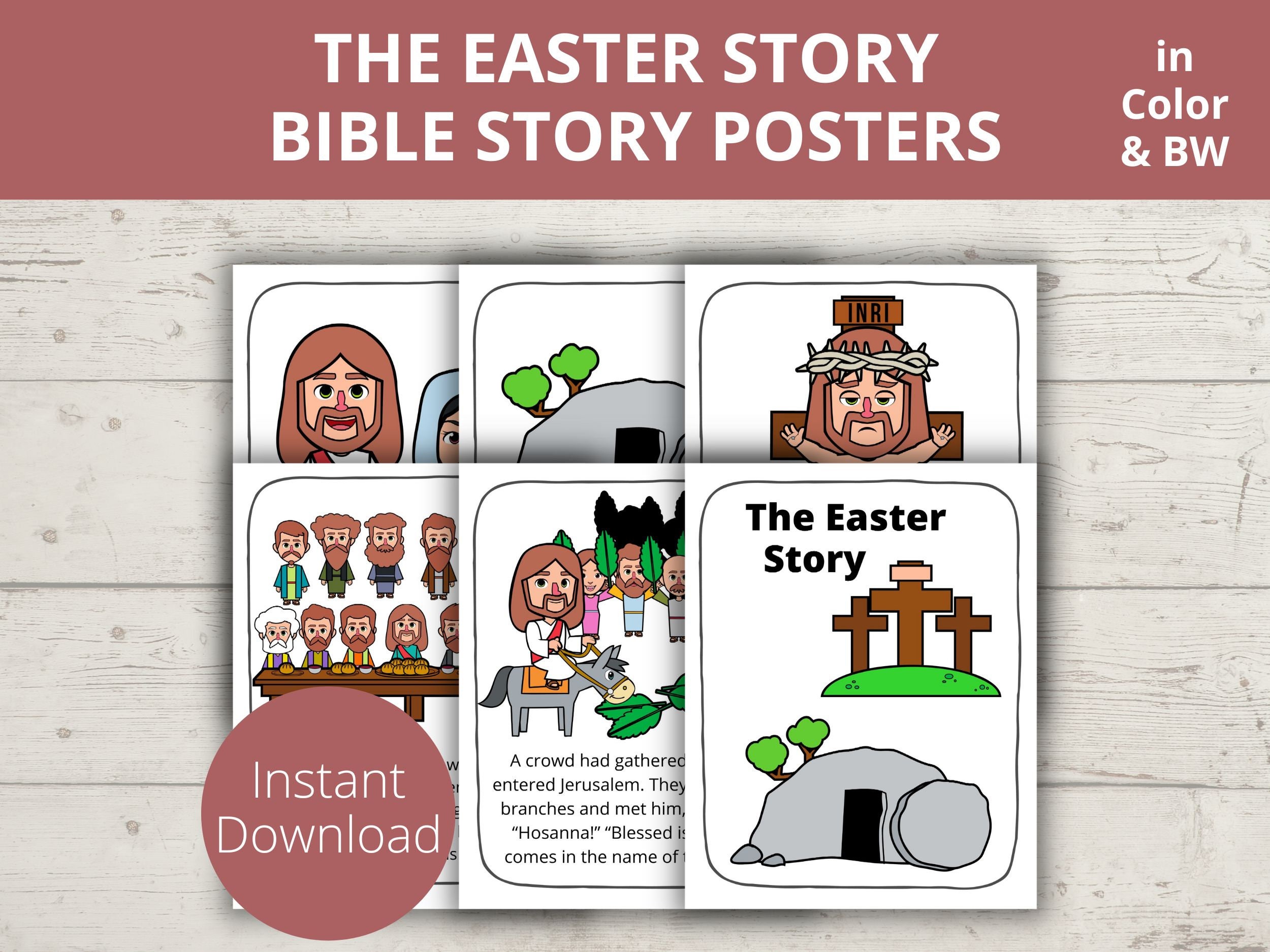 Easter Story, Bible Story Poster, Jesus Dies on Cross, Holy Week for ...