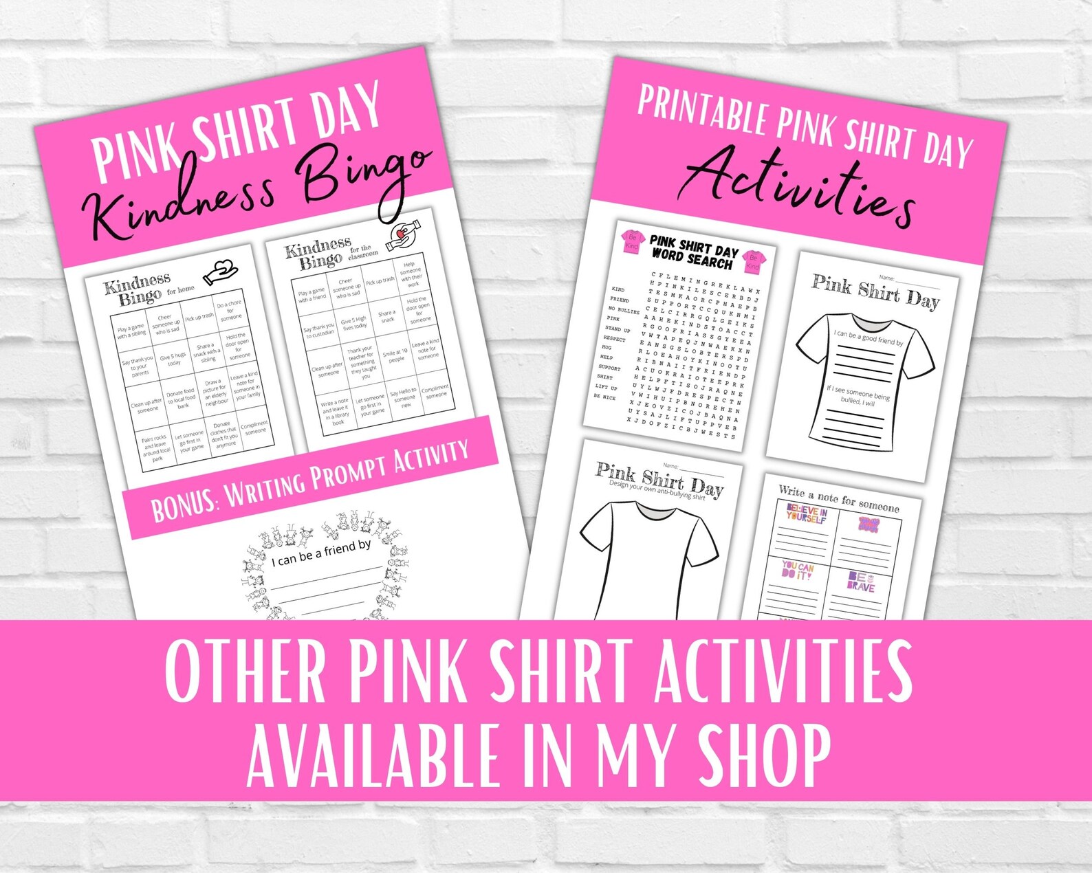 Pink Shirt Day, Kindness Poster, Classroom Decor Printable, Pink Shirt ...