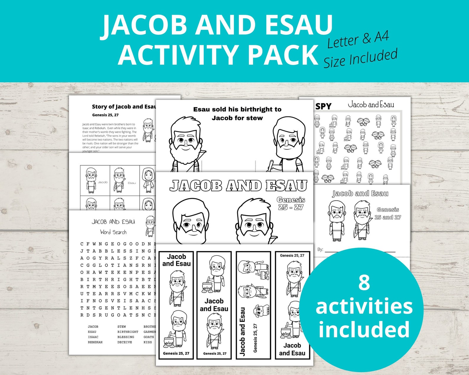 Jacob and Esau, Bible Story for Kids, Sunday School Activity, I Spy ...