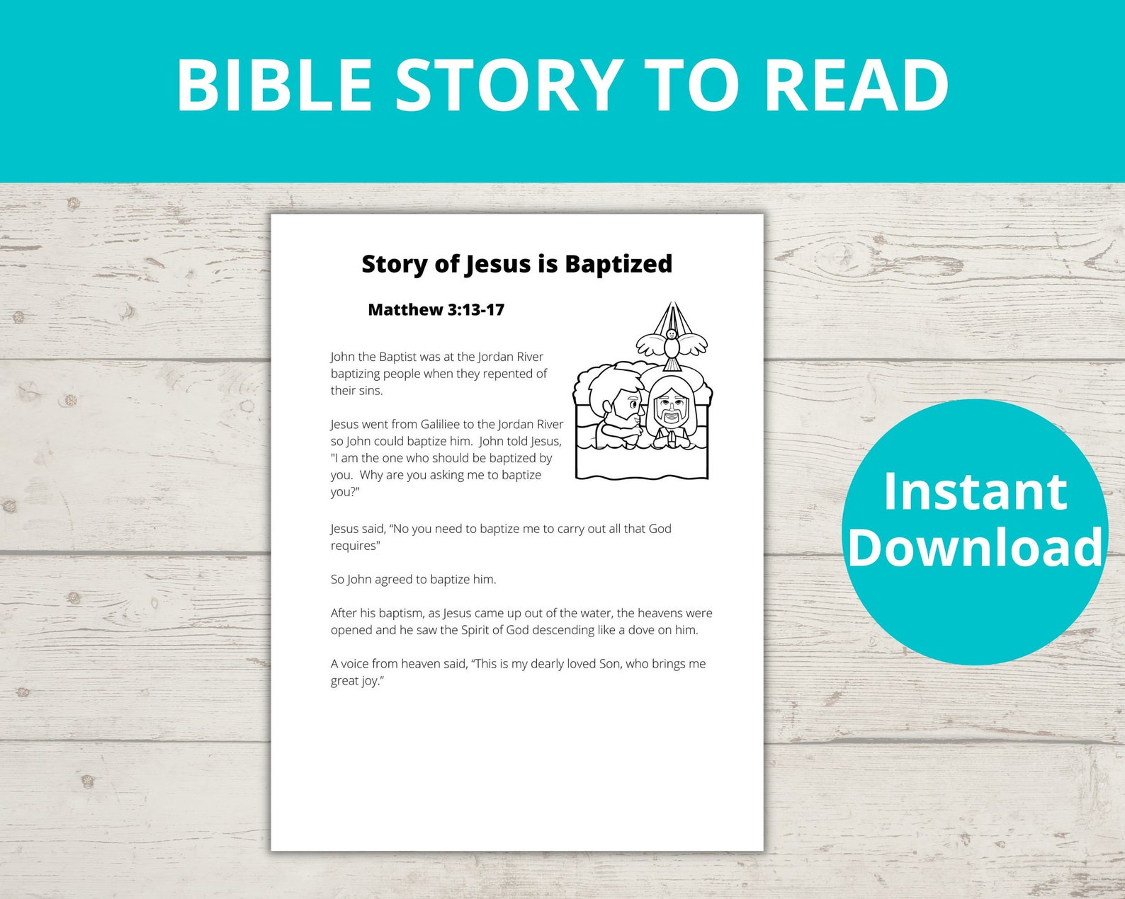 Jesus Baptism, Jesus Baptized by John the Baptist, Bible Story for Kids ...
