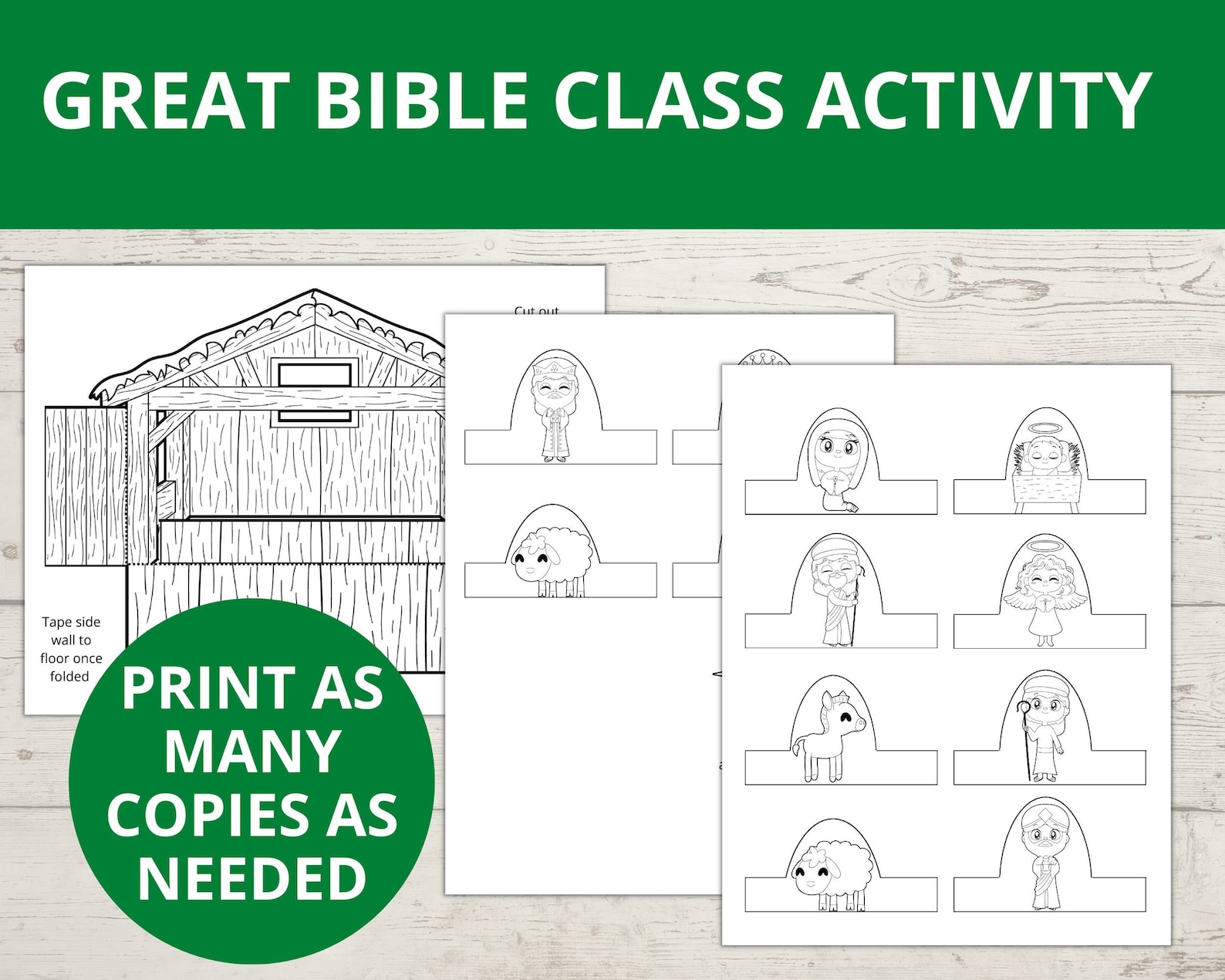 Christmas Nativity Scene Cut Outs, Printable Nativity Craft, Nativity ...