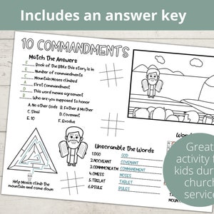 10 Commandments Craft, Moses Coloring, Bible Activity, Church Kids ...