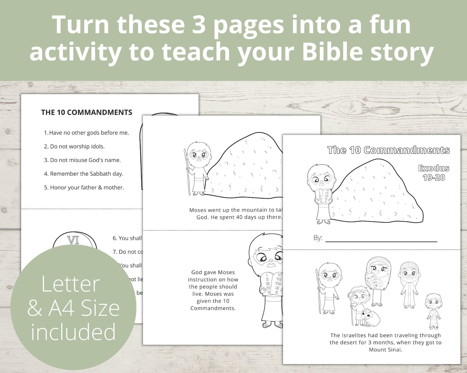 10 Commandments Activity, Bible Story Craft Preschool, Sunday School ...