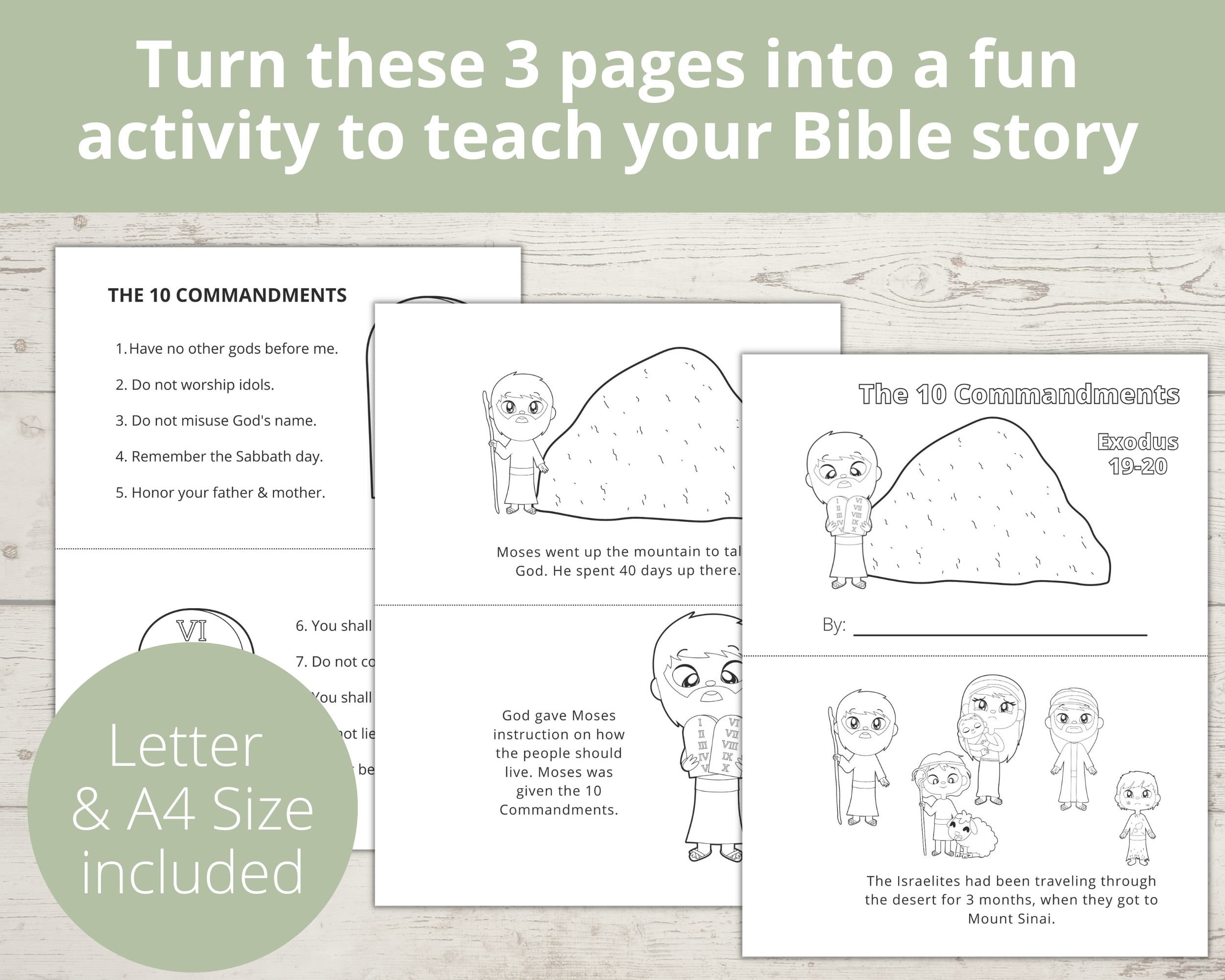 10 Commandments Activity, Bible Story Craft Preschool, Sunday School ...