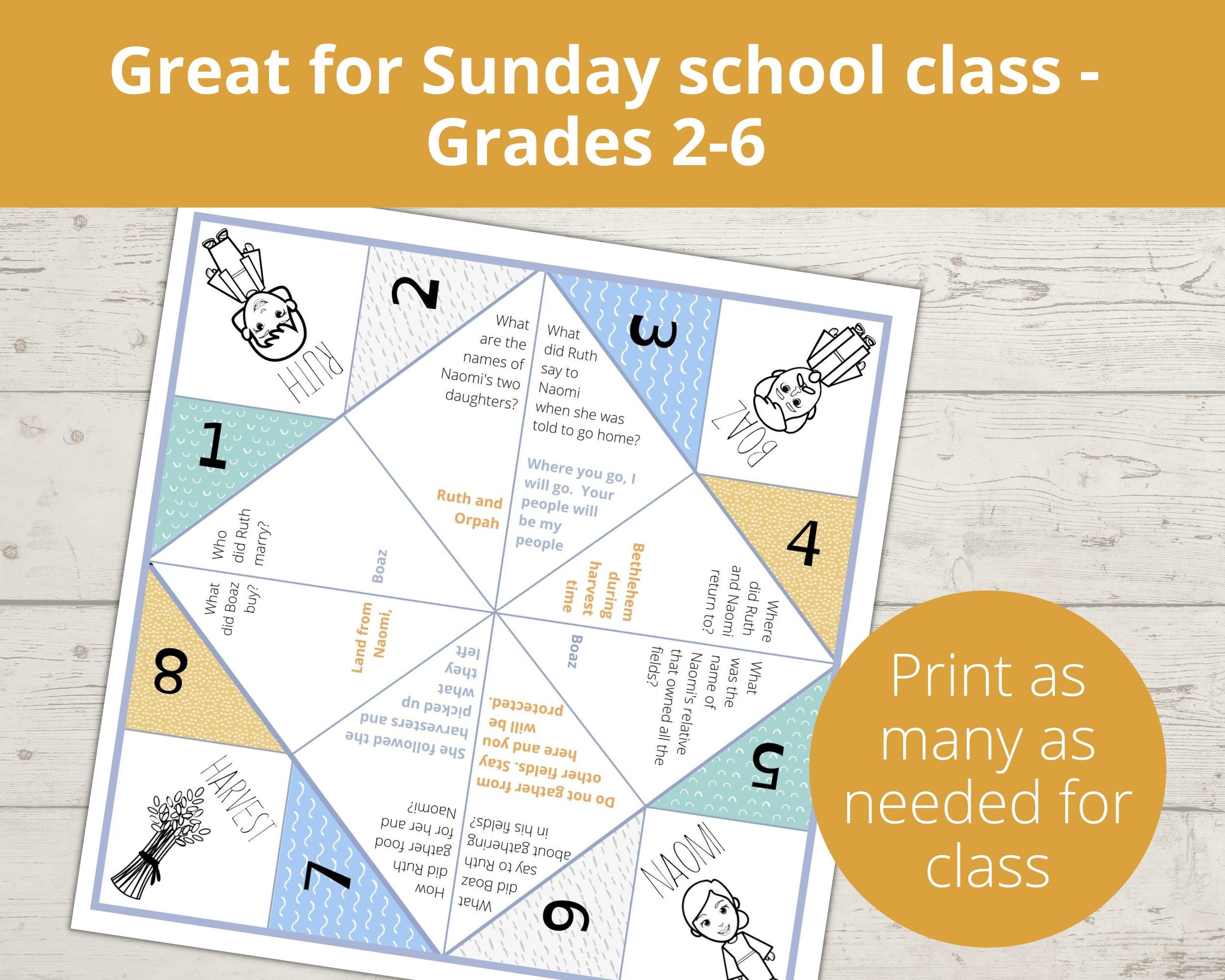 Ruth and Naomi, Ruth and Boaz Craft, Fortune Teller, Cootie Catcher ...