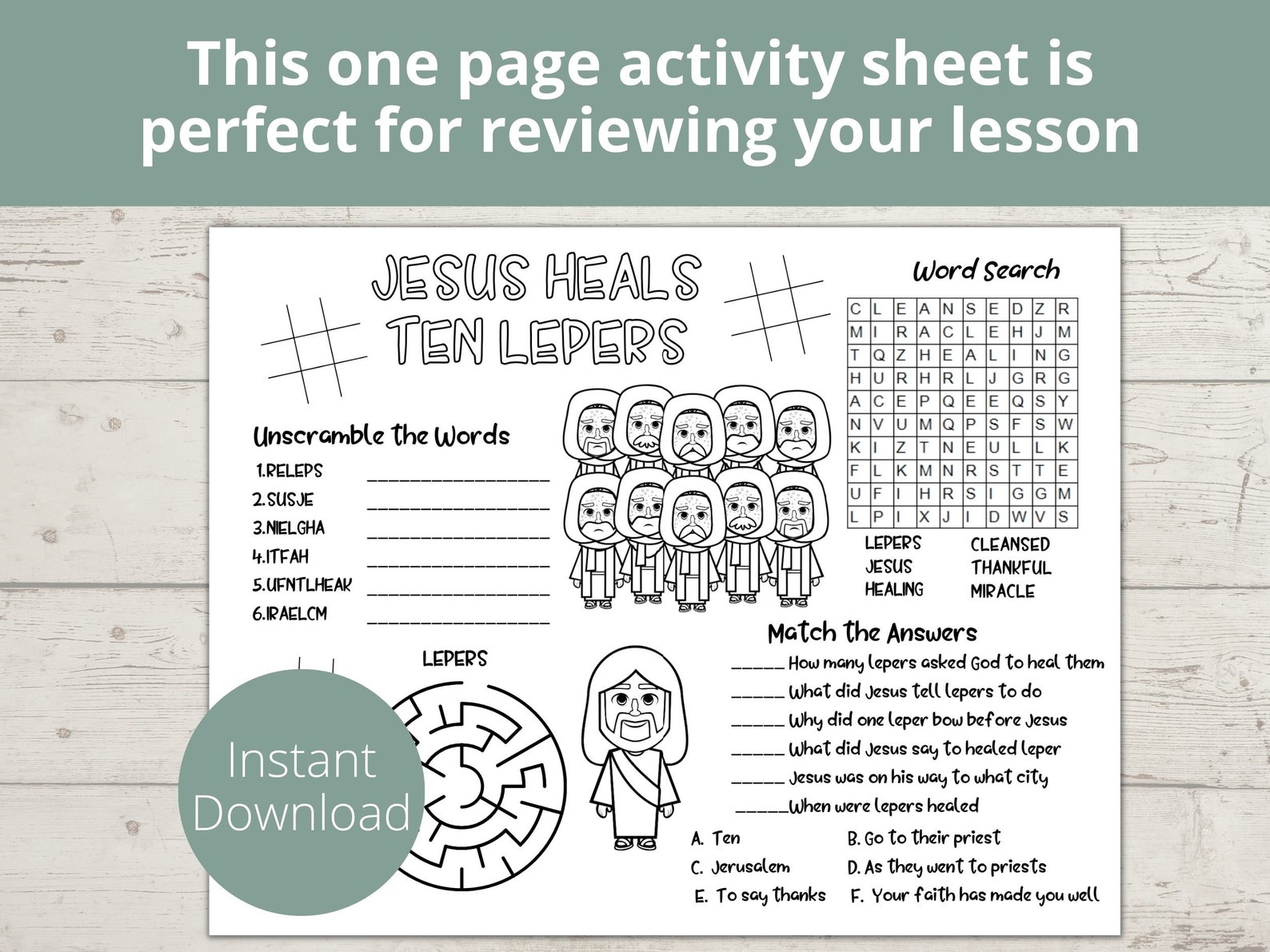 Ten Lepers, Jesus Heals, Sunday School Activities, Miracles of Jesus ...