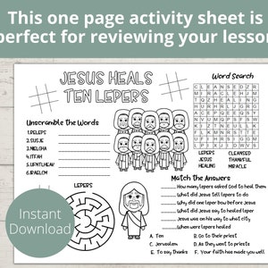 Ten Lepers, Jesus Heals, Sunday School Activities, Miracles of Jesus ...