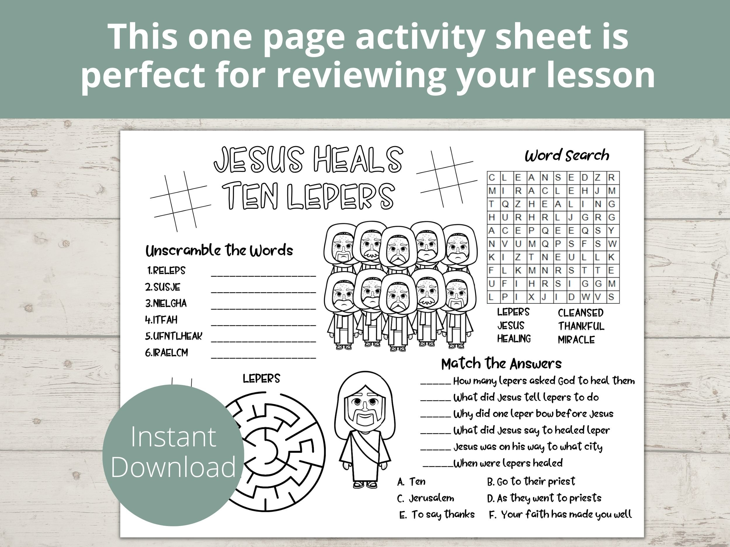 Ten Lepers, Jesus Heals, Sunday School Activities, Miracles of Jesus ...