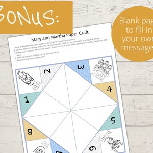 Mary and Martha, Fortune Teller, Cootie Catcher, Martha and Mary, Bible ...