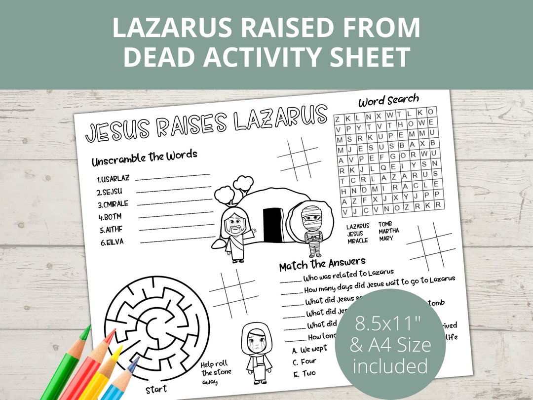 Jesus Raised Lazarus, Bible Activity, Church Kids Activity, Sunday ...