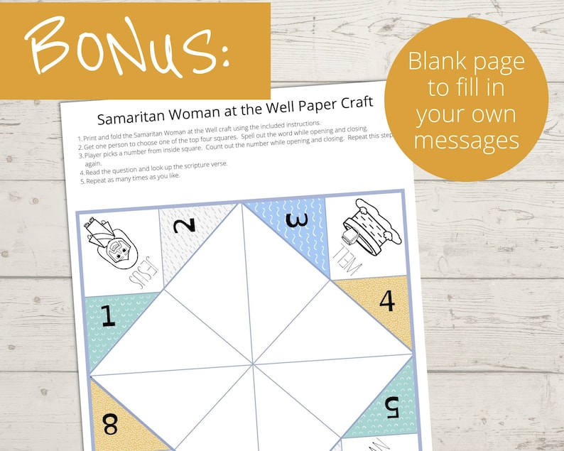 Samaritan Woman, Woman at the Well Craft, Fortune Teller, Cootie ...