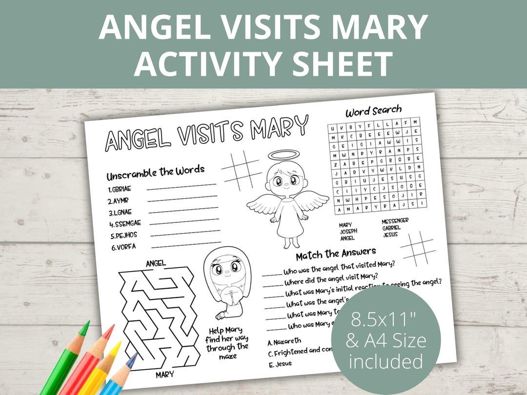 Angel Gabriel Visits Mary, Mary Visited by Angel, Coloring Page, Mary ...
