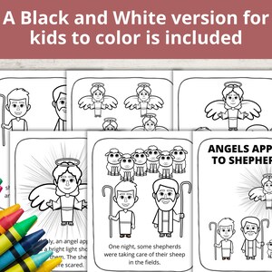 Angels Appear to Shepherds Posters, Bible Poster, Nativity Coloring ...