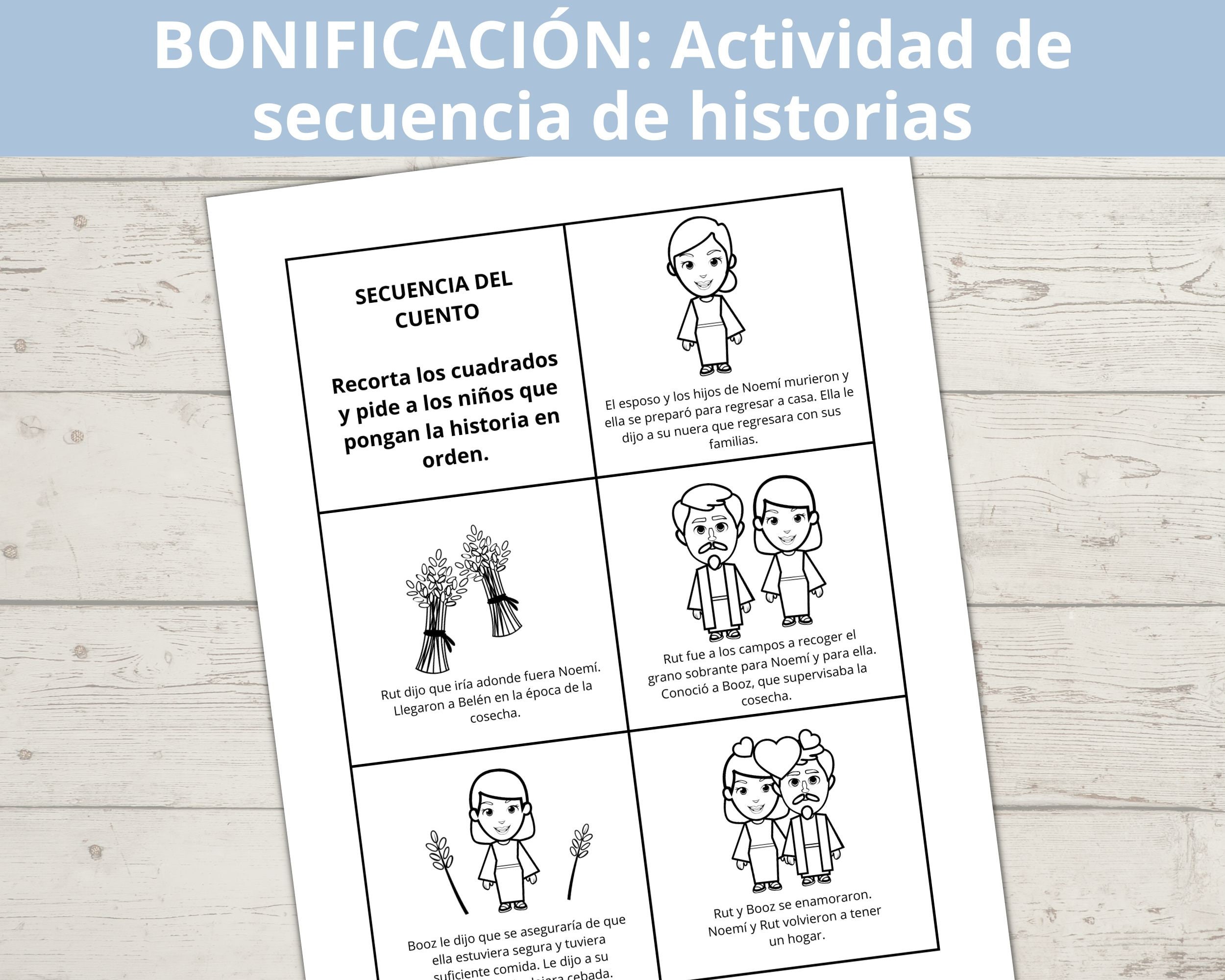 Rut y Noemí en español, Rut y Booz, Ruth y Naomi, Actividades de la ...