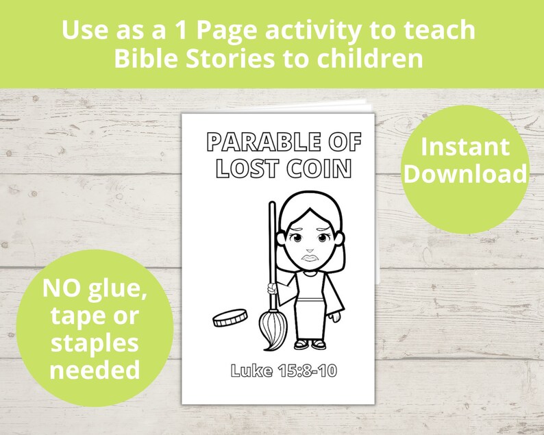 Parable of the Lost Coin, Preschool Bible, Homeschool Bible Worksheets ...