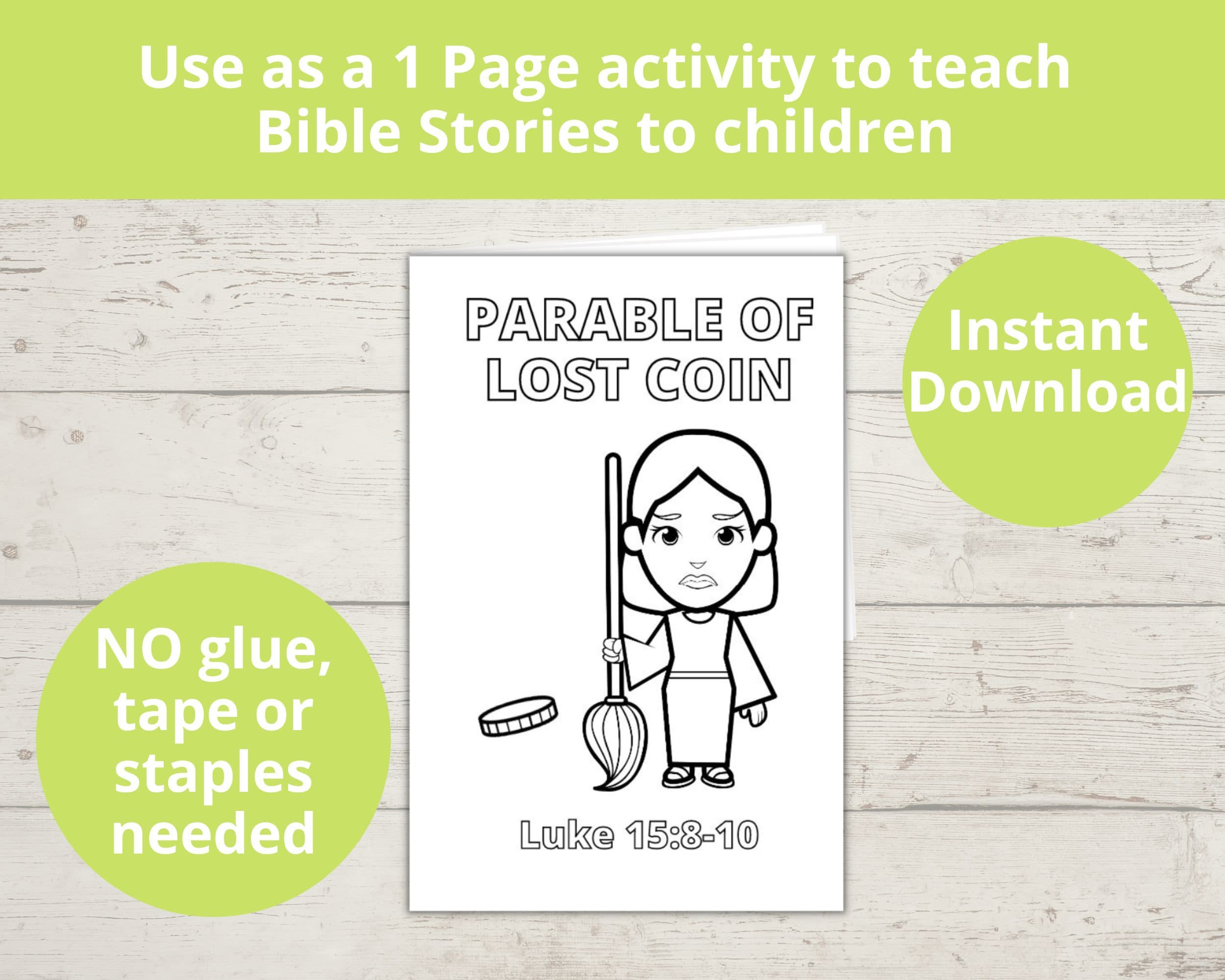 Parable of the Lost Coin, Preschool Bible, Homeschool Bible Worksheets ...