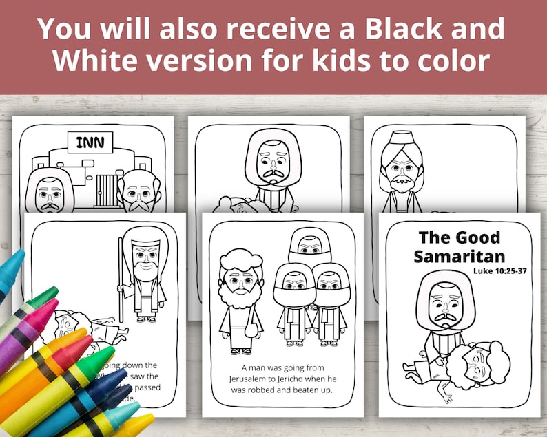 Good Samaritan Activity, Bible Story Poster, Bible Coloring Page for ...