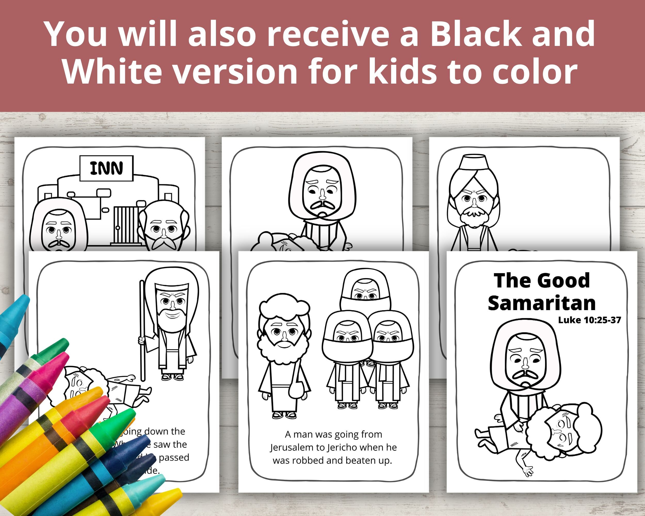 Good Samaritan Activity, Bible Story Poster, Bible Coloring Page for ...