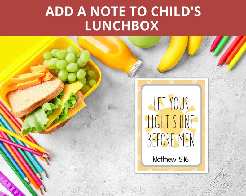 Christian Lunchbox Notes, Scripture Lunch Notes, Scripture Lunch Box ...